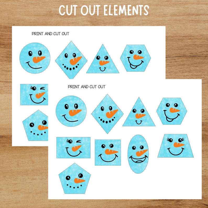 Snowmen Shapes Sorting Flisat Insert: Winter Preschool Activity ...