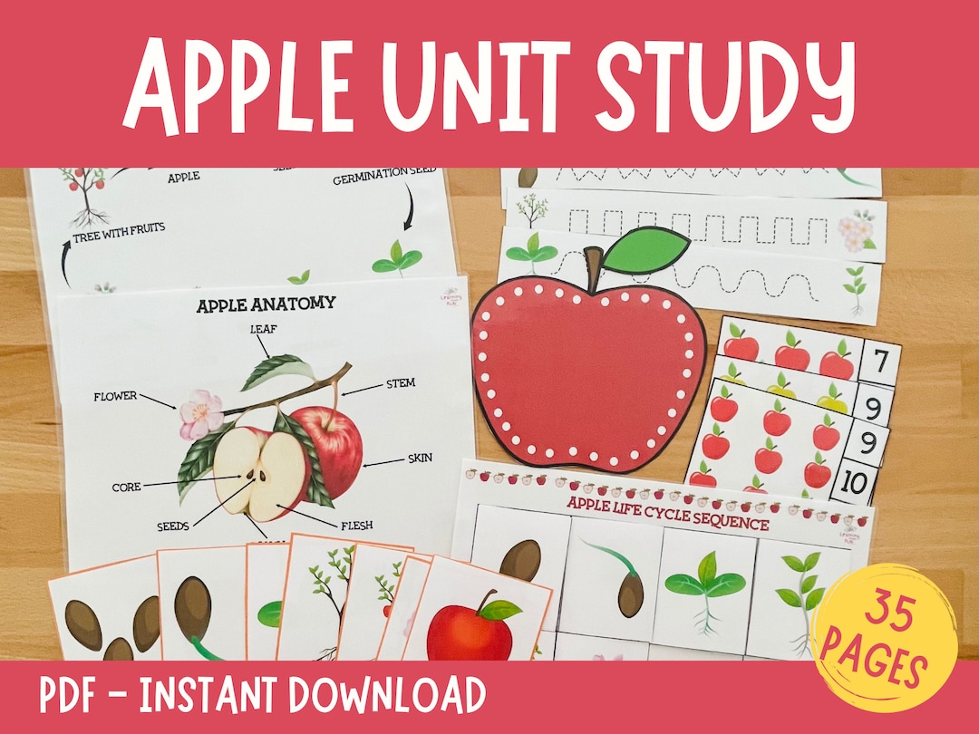 Apple Unit Study: Life Cycle, Anatomy, Counting (PDF Printable) - Etsy