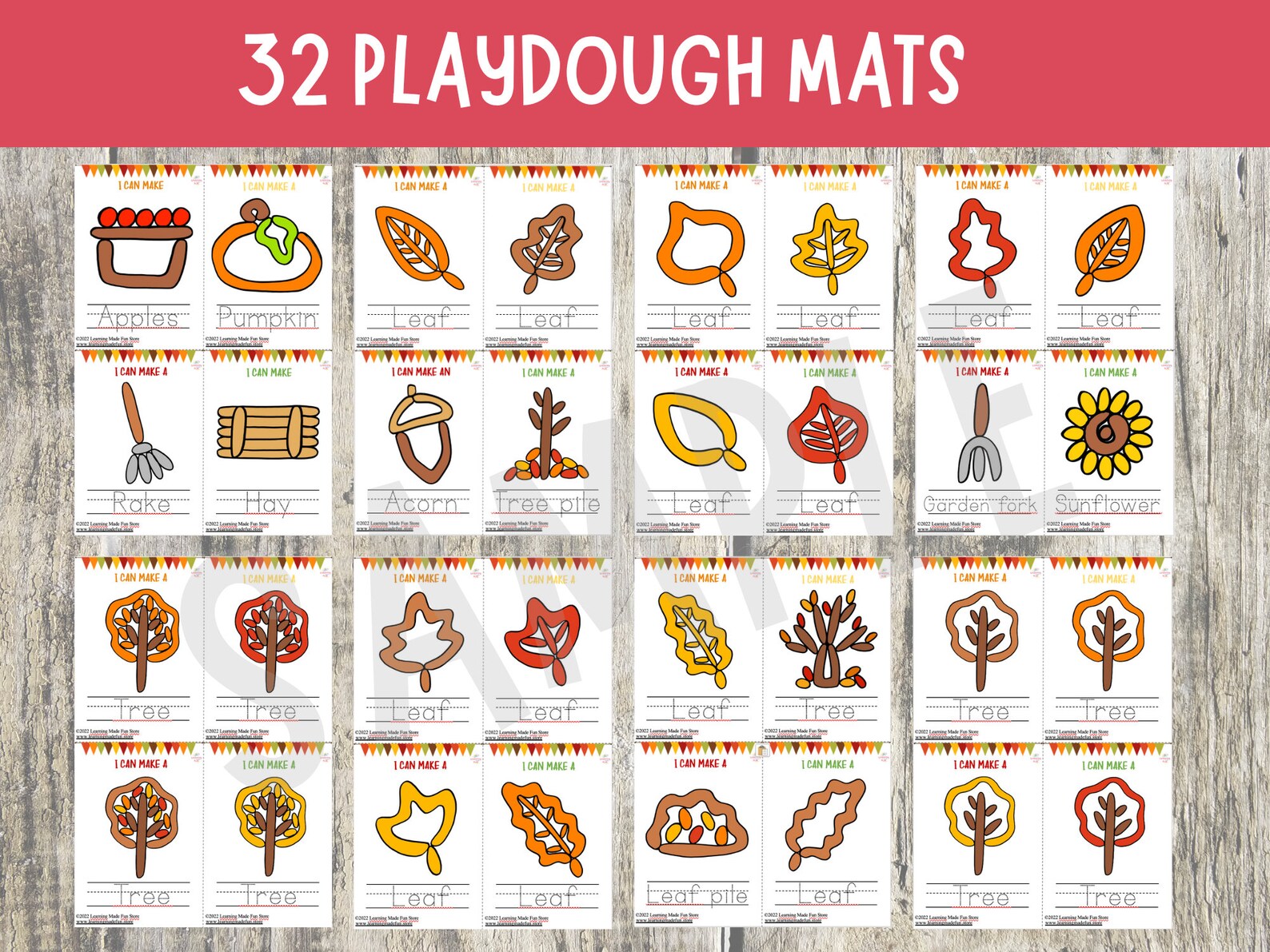 Fall Play Dough Mats Preschool Printables Play Doh Mats - Etsy