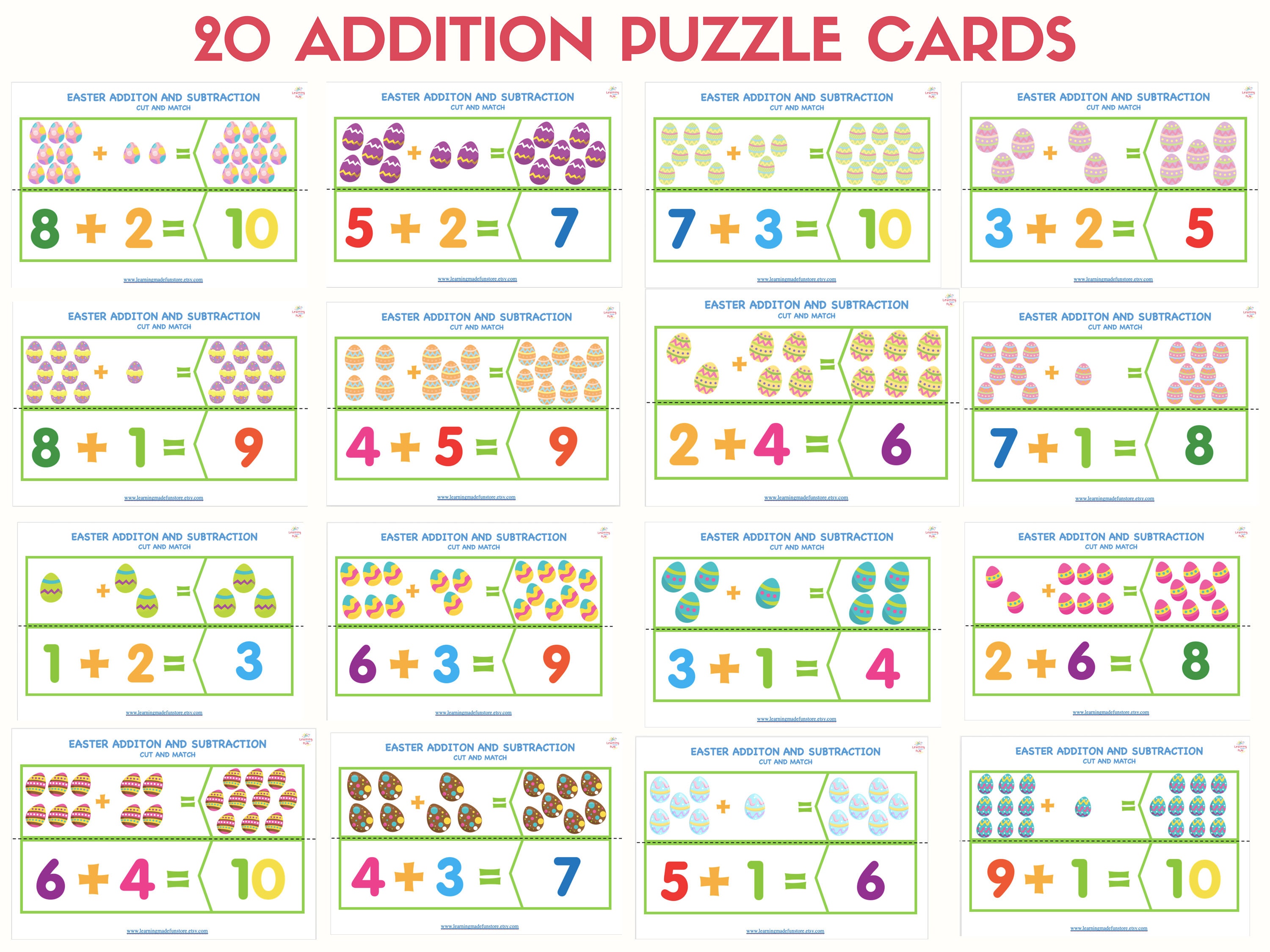 Easter Math Activities Addition Activity Subtraction for - Etsy