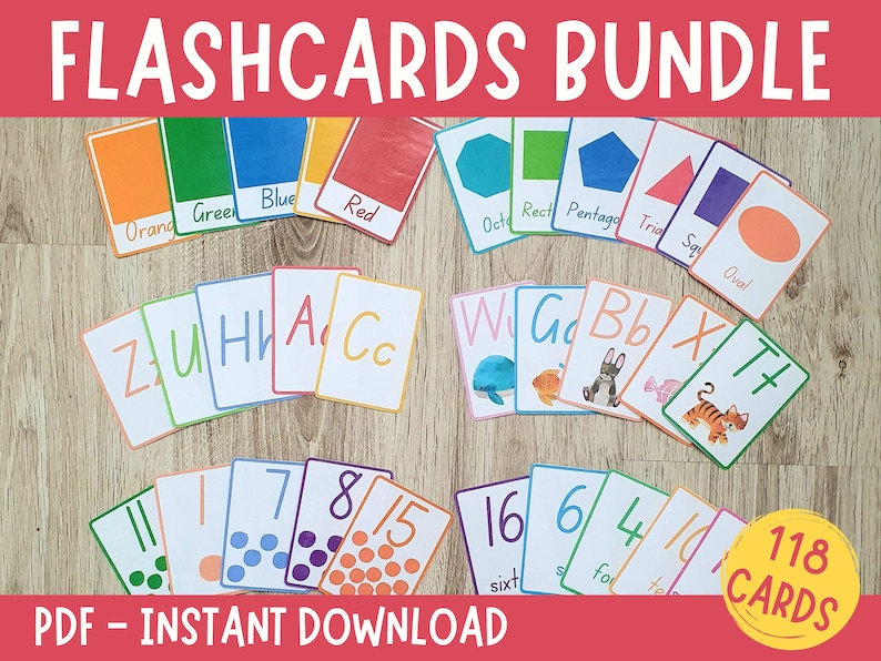Montessori Flashcards Bundle Alphabet Flash Cards Numbers | Etsy