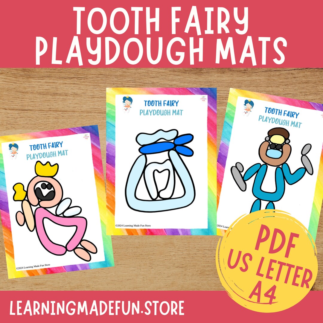 Tooth Fairy Play Dough Mats Printable Play Doh Activity Fine Motor ...