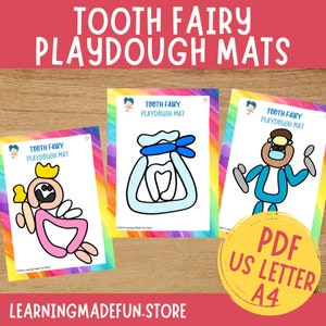 Tooth Fairy Play Dough Mats Printable Play Doh Activity Fine Motor ...