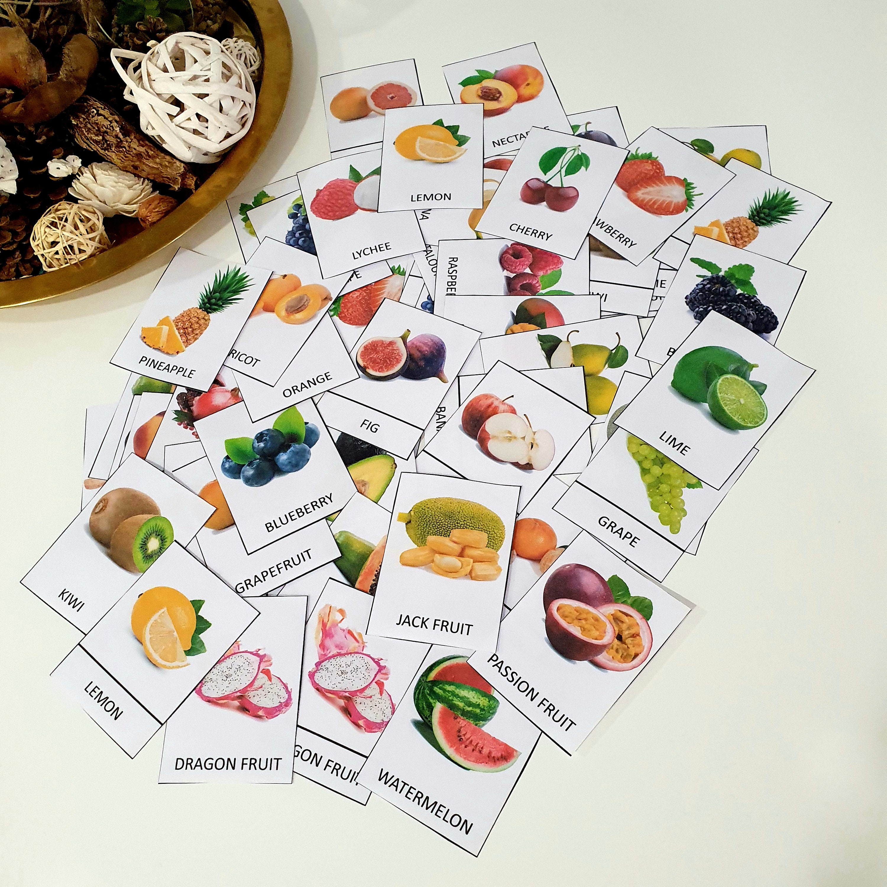 Real Fruits Flash Cards Montessori Flashcards for Toddlers | Etsy