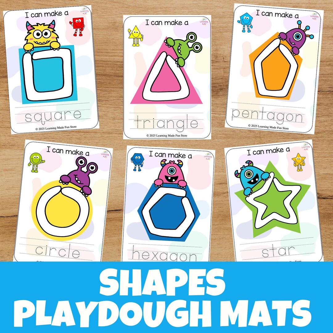 2D Shapes Playdough Mats: Montessori Learning Printable (PDF Download ...