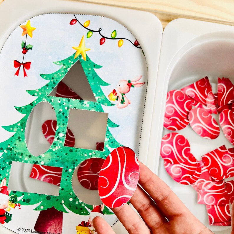 Christmas Shapes Sorting Printable Flisat Insert, Trofast Insert ...