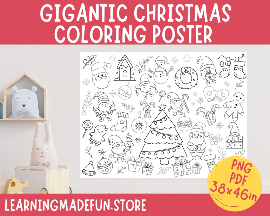 Giant Christmas Coloring Poster, Christmas Party Coloring Page ...