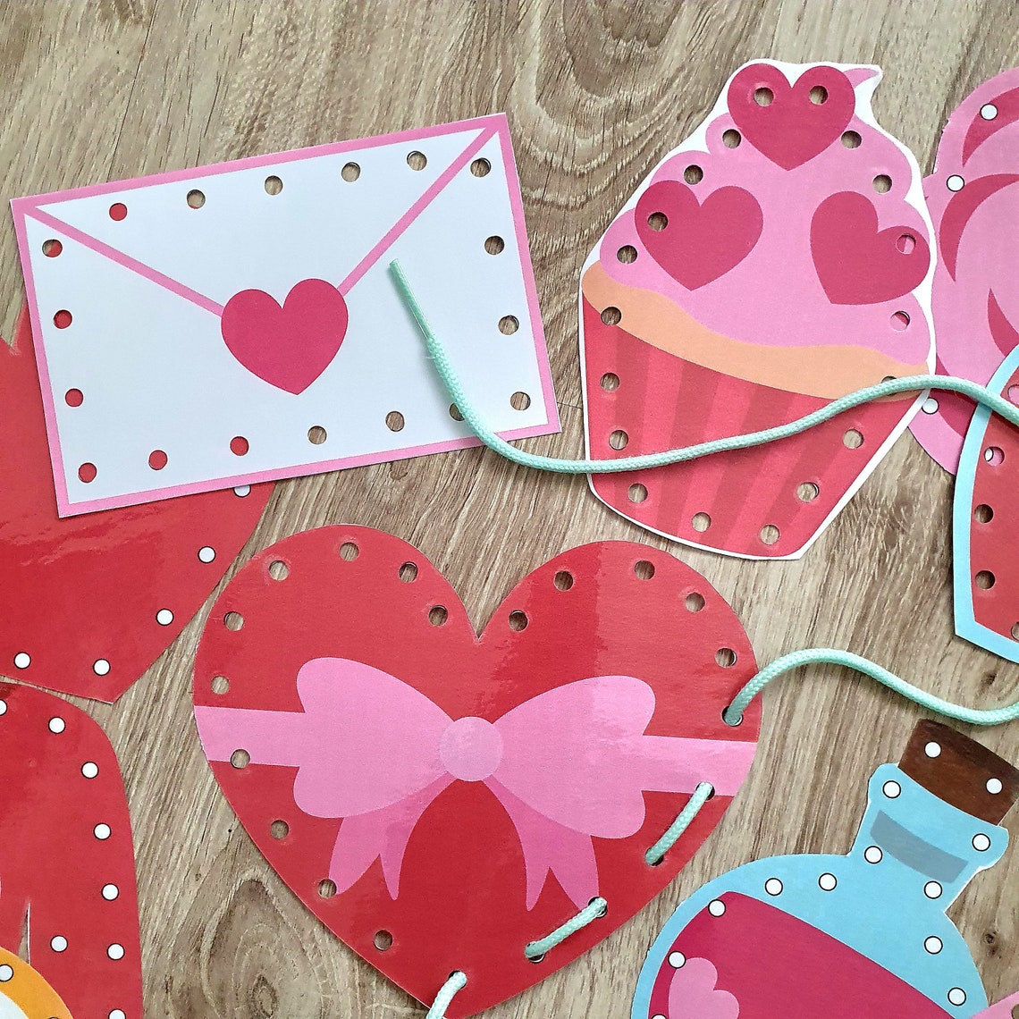 Valentine's Day Printable Lacing Cards Toddler Fine Motor - Etsy