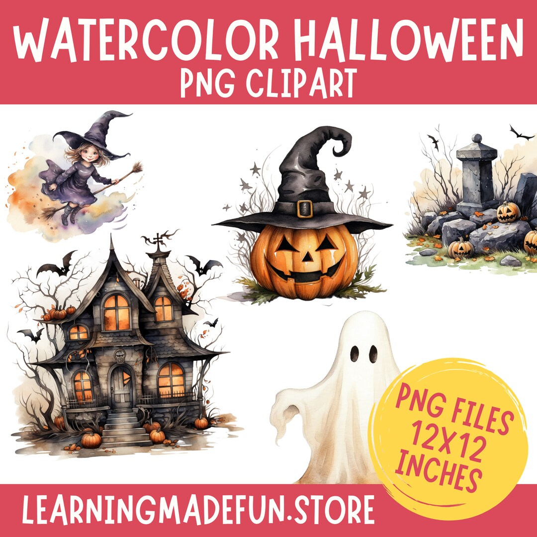 Watercolor Halloween PNG Clipart, Christmas Clip Art, Commercial Use ...
