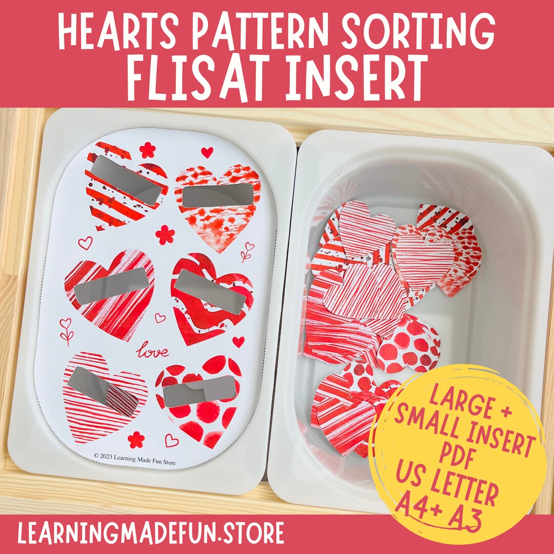 Valentines Heart Pattern Sorting Flisat Insert, Preschool Learning ...
