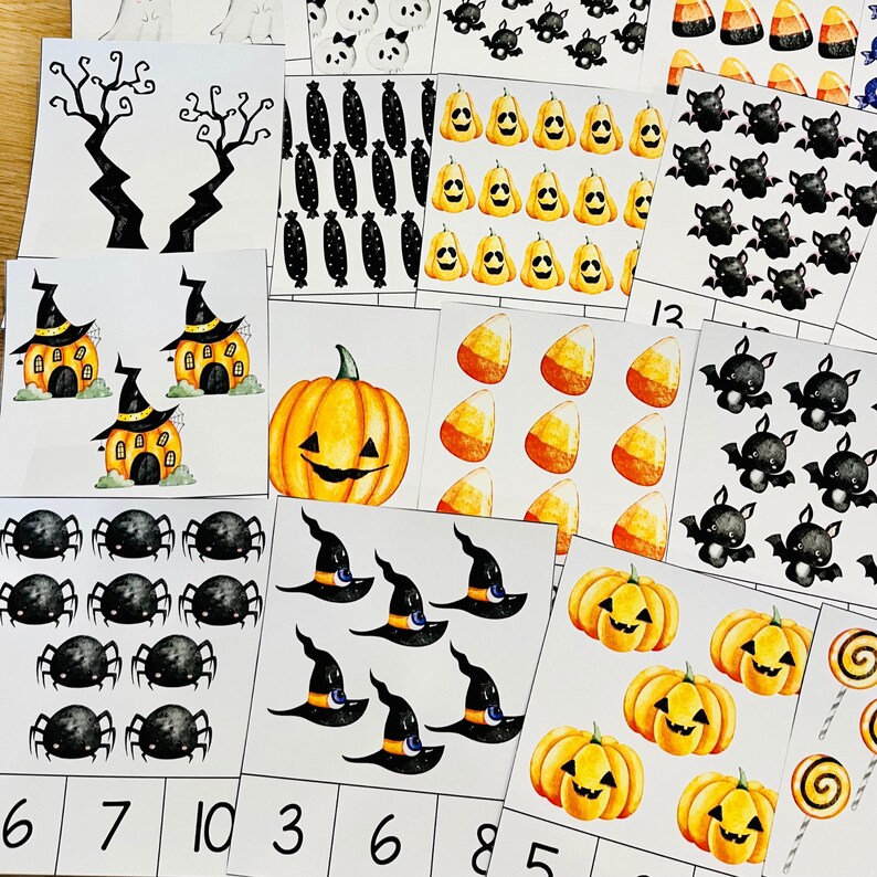Halloween Count and Clip Cards: Numbers 1-20 (digital Download) - Etsy