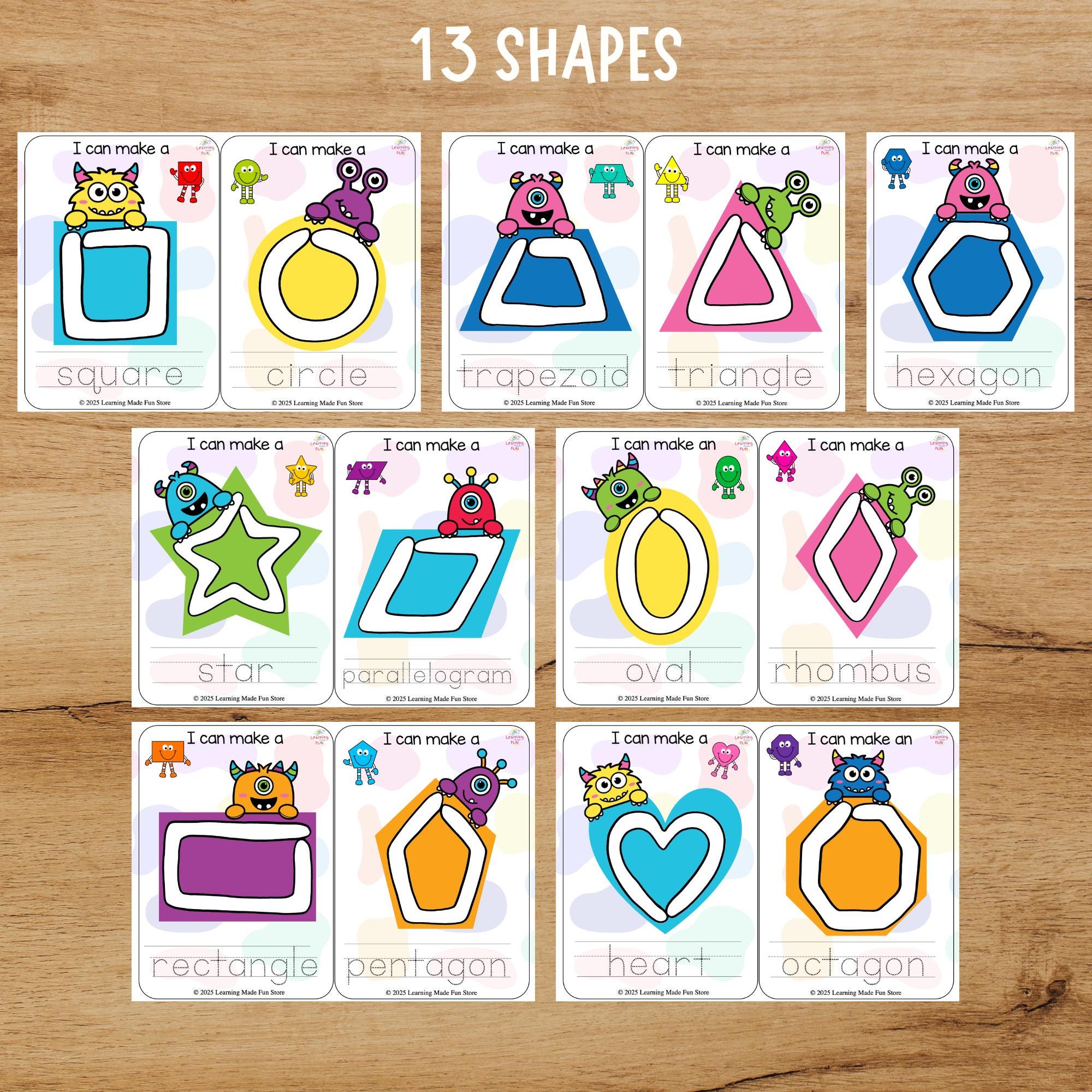 2D Shapes Playdough Mats: Montessori Learning Printable (PDF Download ...