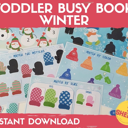 Winter Toddler Preschool Busy Binder DIY Printable Quiet - Etsy