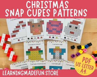 Christmas Snap Cubes Mats, Connecting Cubes Task Cards, Preschool ...