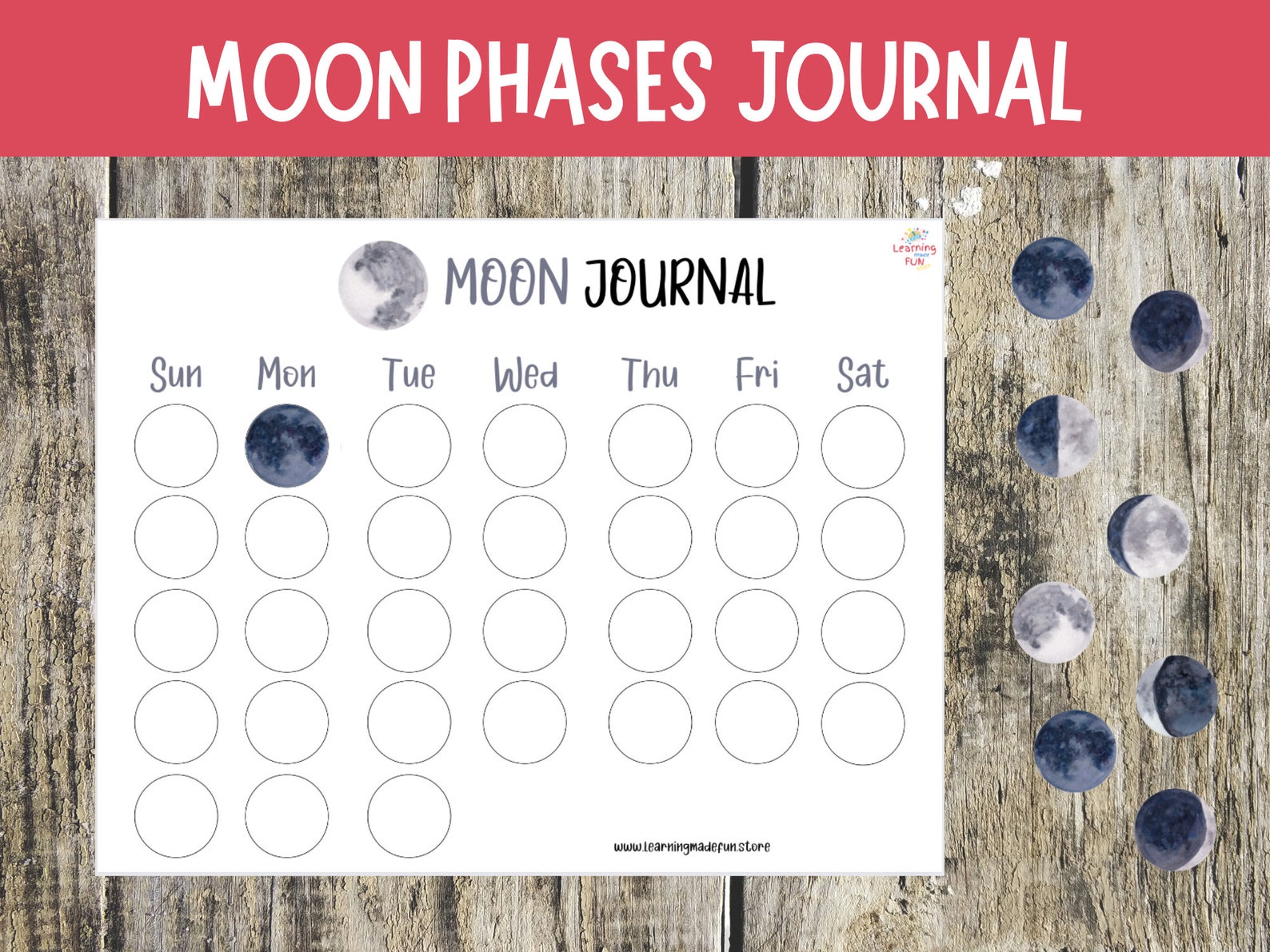 Moon Phases Unit Study: Montessori Learning Activity (digital Download ...