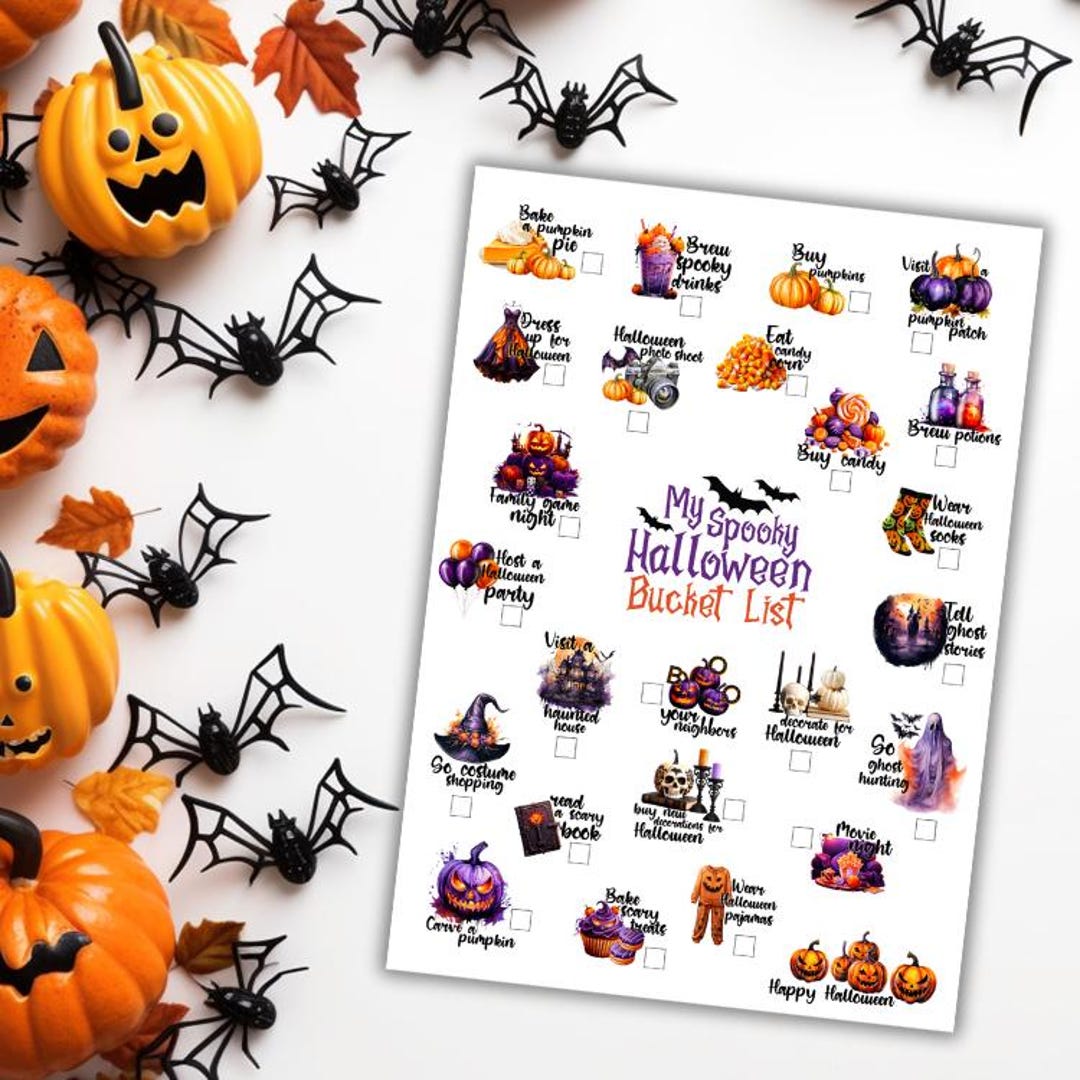 Halloween Bucket List for Kids | Printable Halloween Activity Checklist ...