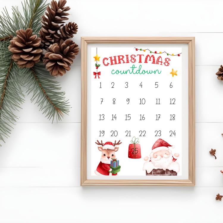Christmas Countdown Poster Printable | Holiday Advent Calendar for Kids ...