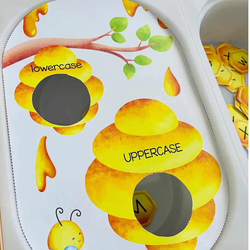 Bees Letters Sorting Flisat Insert, Preschool Literacy (PDF Pattern) - Etsy