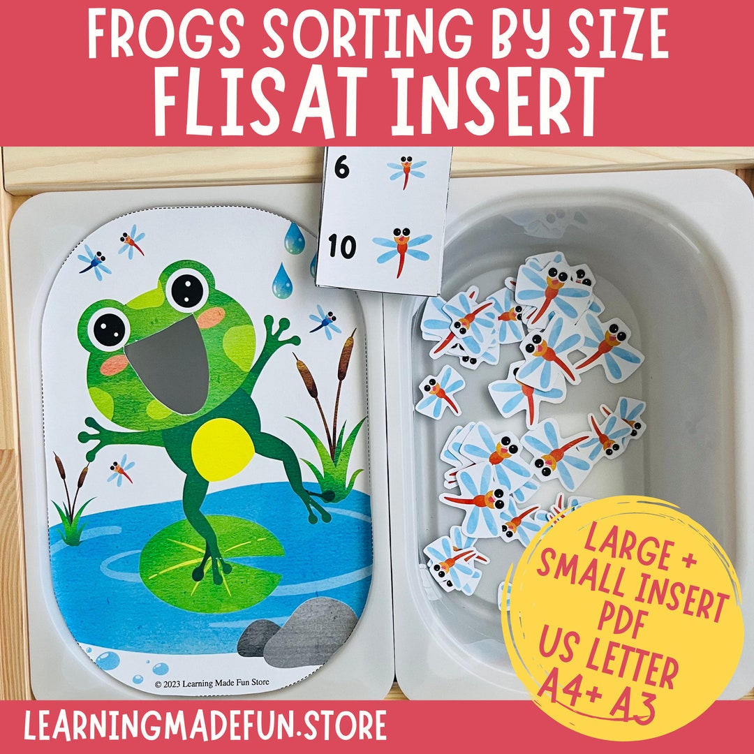 Frogs Sort by Size, Printable Flisat Insert, Trofast Insert, Preschool ...