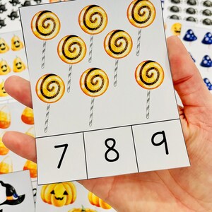 Tarjetas de clip de conteo de Halloween, Actividad de conteo de números ...