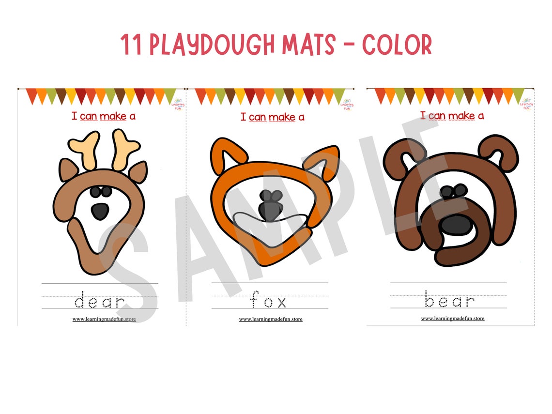 Forest Animals Play Doh Mats Visual Cards Printable Play - Etsy