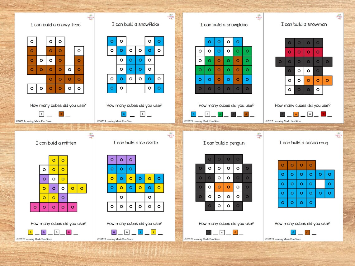 Winter Snap Cubes Mats Connecting Cubes Task Cards - Etsy
