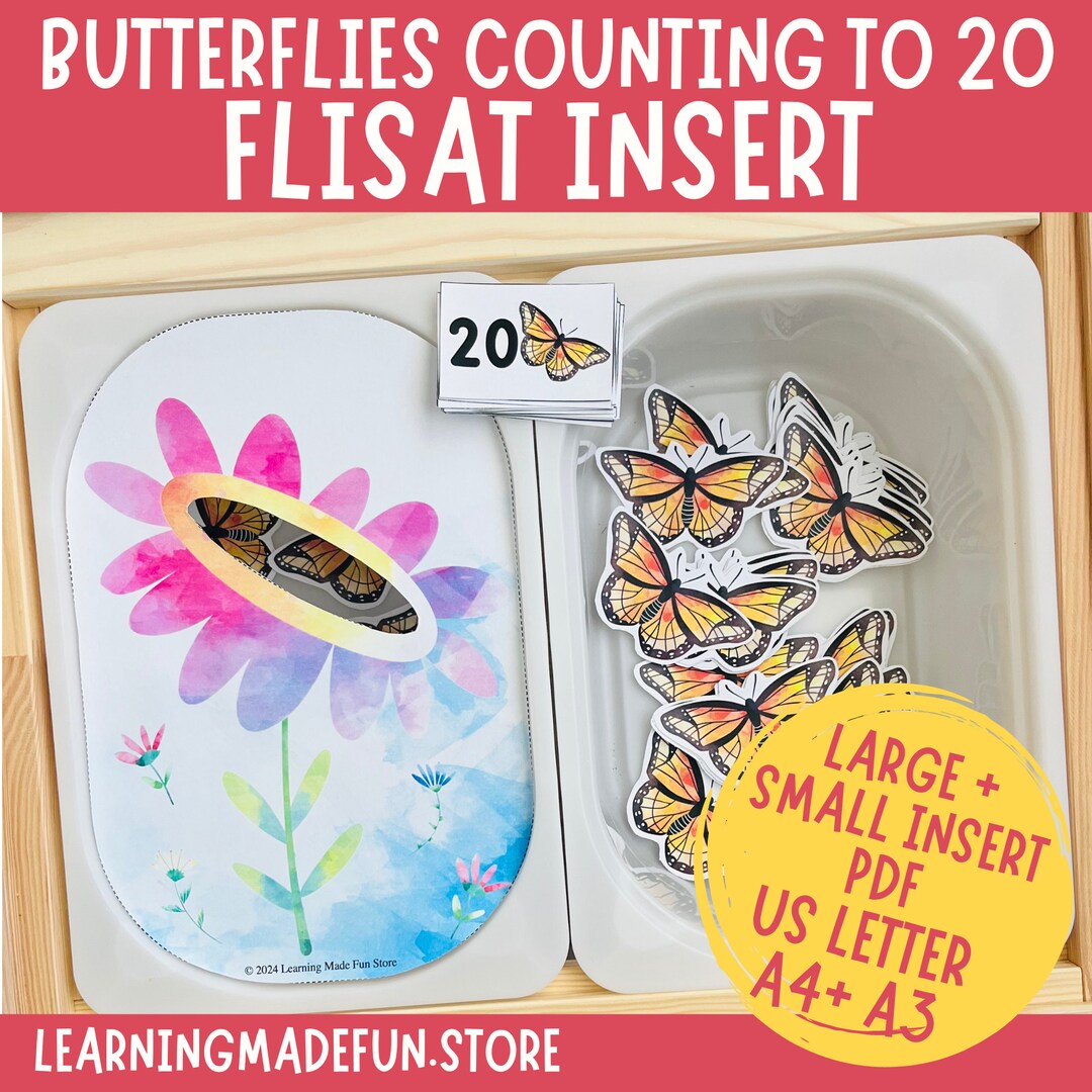 Butterflies Counting to 20, Printable Flisat Insert, Trofast Insert ...