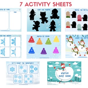 Winter Busy Book Printable, Winter Preschool Binder, Learning Activity ...