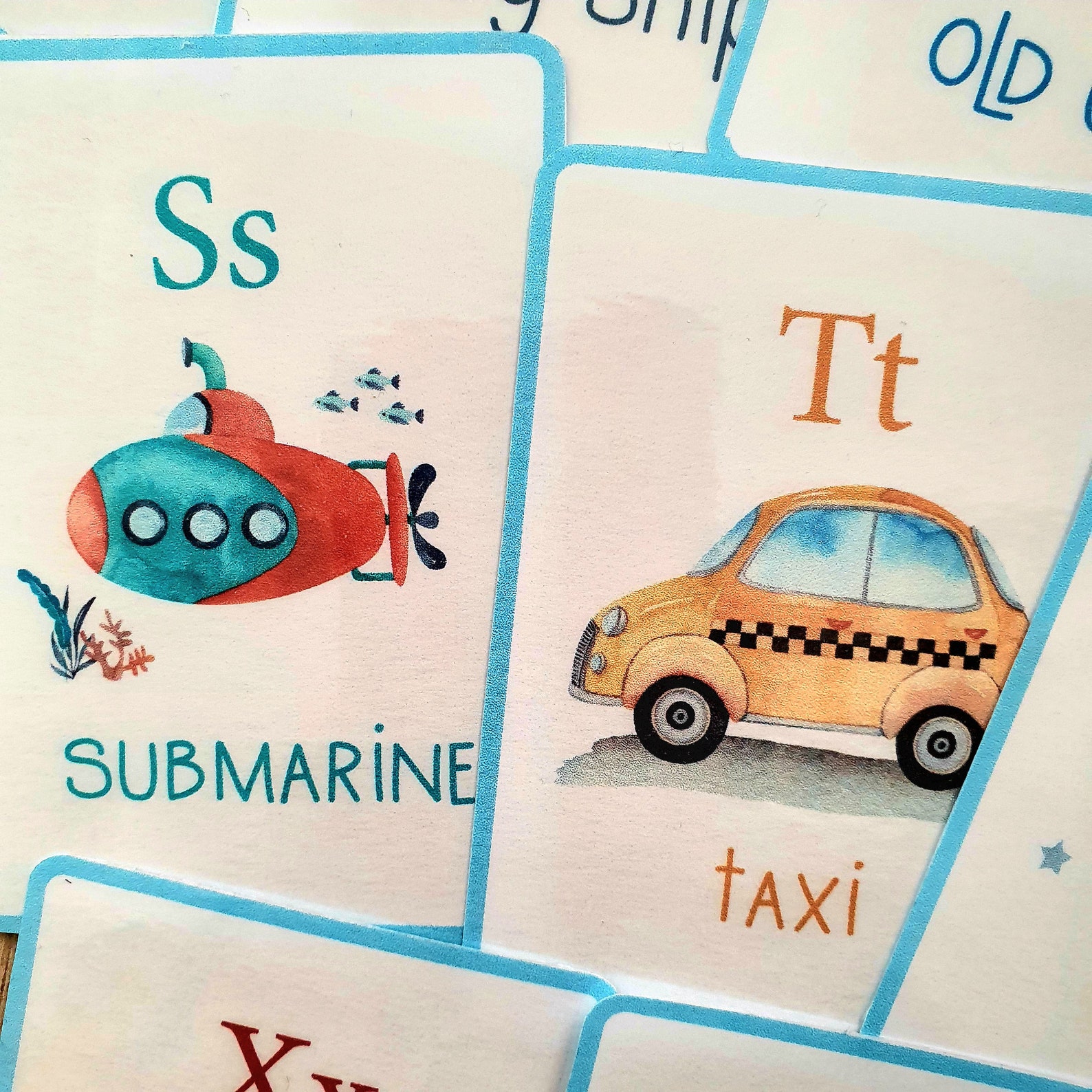 Alphabet Flashcards Transportation Cards Preschool Flash - Etsy