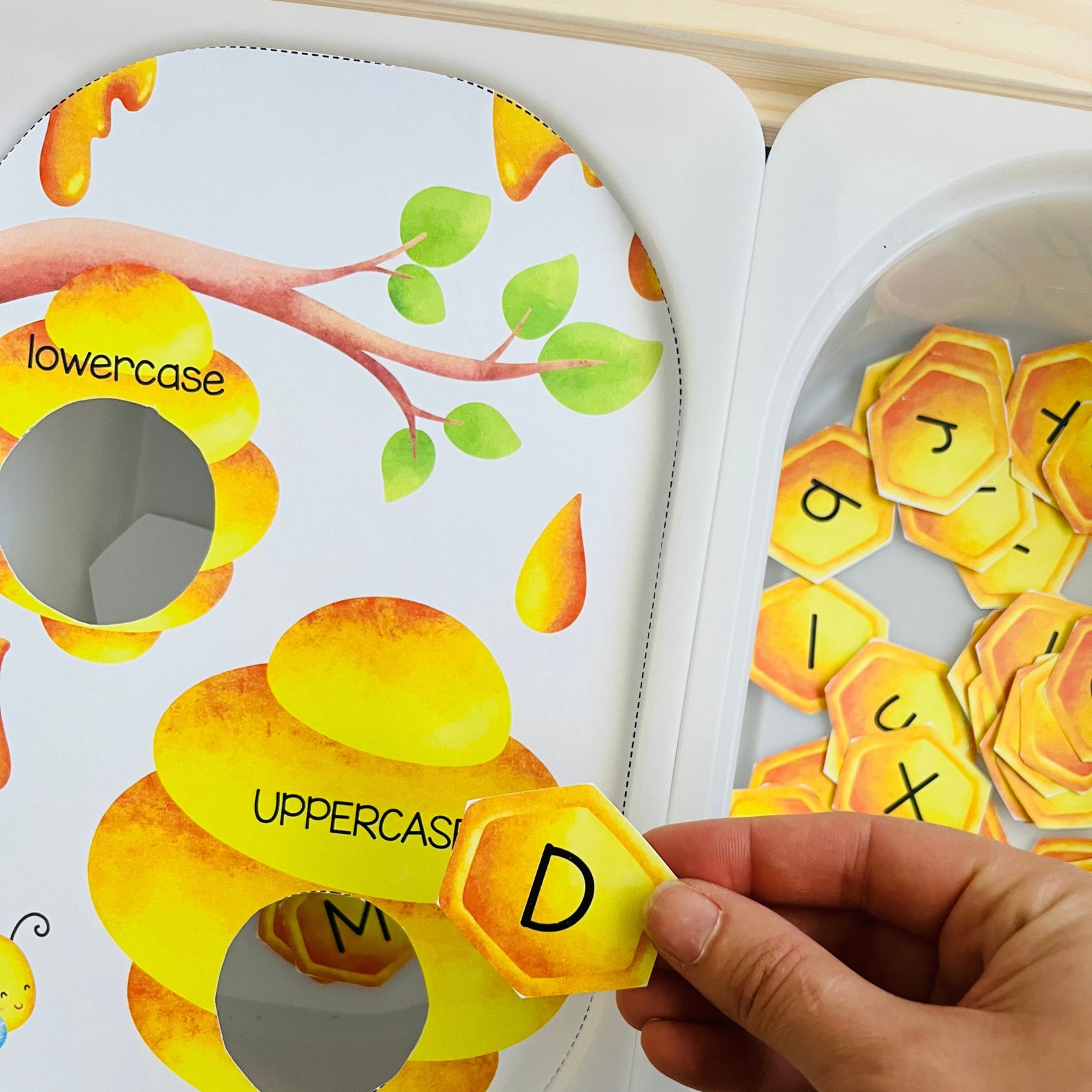 Bees Letters Sorting Flisat Insert, Preschool Literacy (PDF Pattern) - Etsy