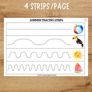 Summer Tracing Practice, Tracing Strips, Fine Motor Skills, Preschool ...