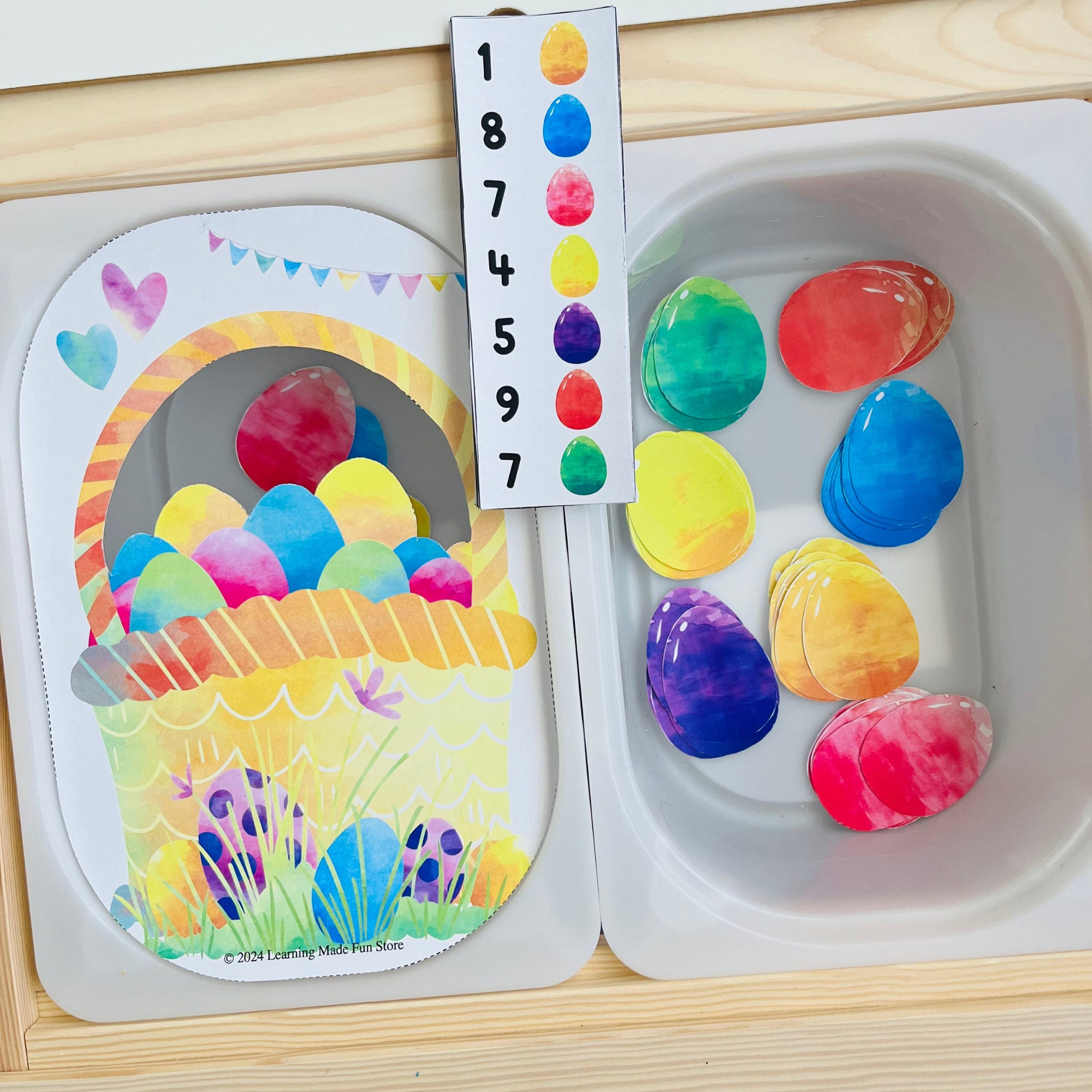 Easter Eggs Color Counting Flisat Insert, Preschool Learning (digital ...
