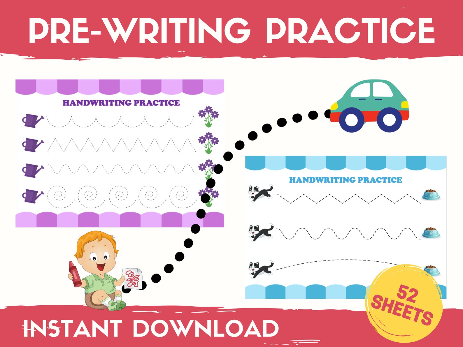 Tracing Practice Tracing Worksheets Preschool Worksheets - Etsy