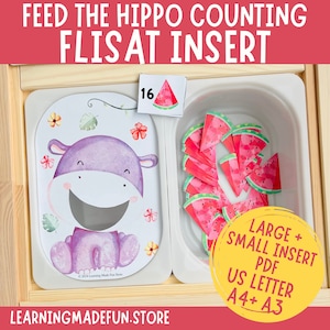 Feed the Hippo Counting to 20, Printable Flisat Insert, Trofast Insert ...