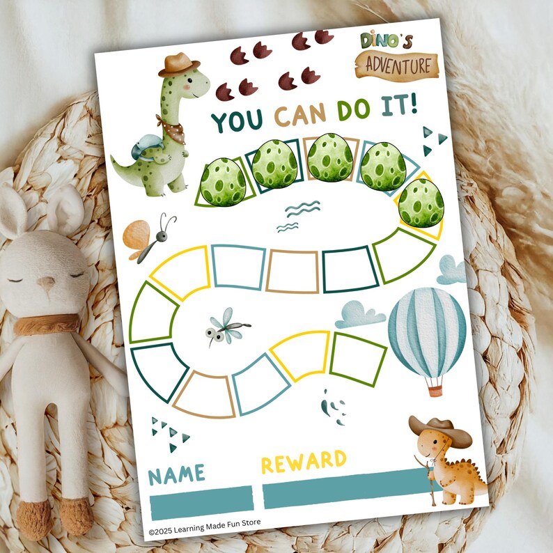 Printable Dinosaur Reward Chart for Boys – Fun Behavior Tracker – Dino ...