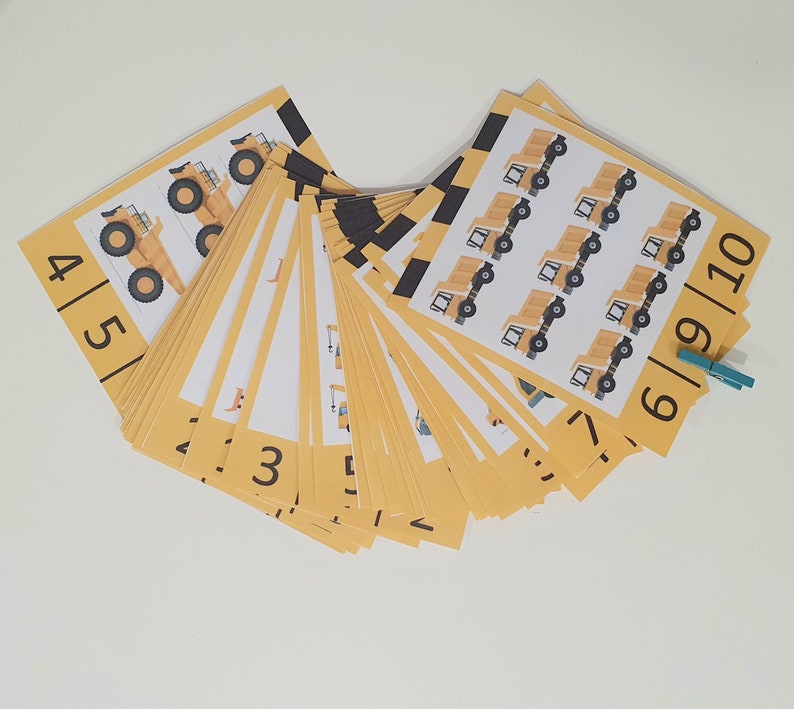 Construction Count Clip Cards Numbers 1-20 Count and Clip | Etsy