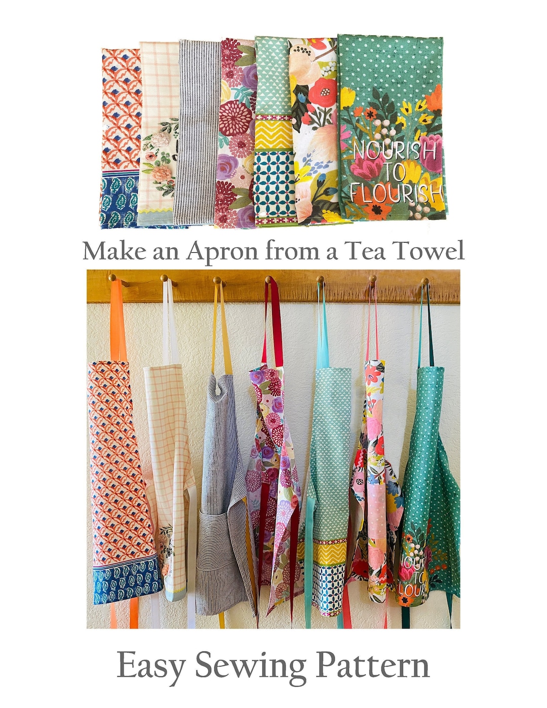 Easy Sewing Pattern Tea Towel Apron Sewing Pattern Tea Towel Pattern by ...