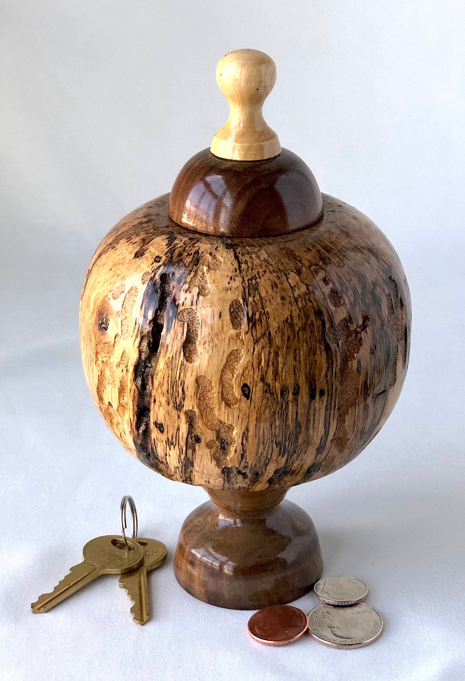 Natural Spalted Walnut Wood Orb Shaped Lidded Vessel on A - Etsy UK