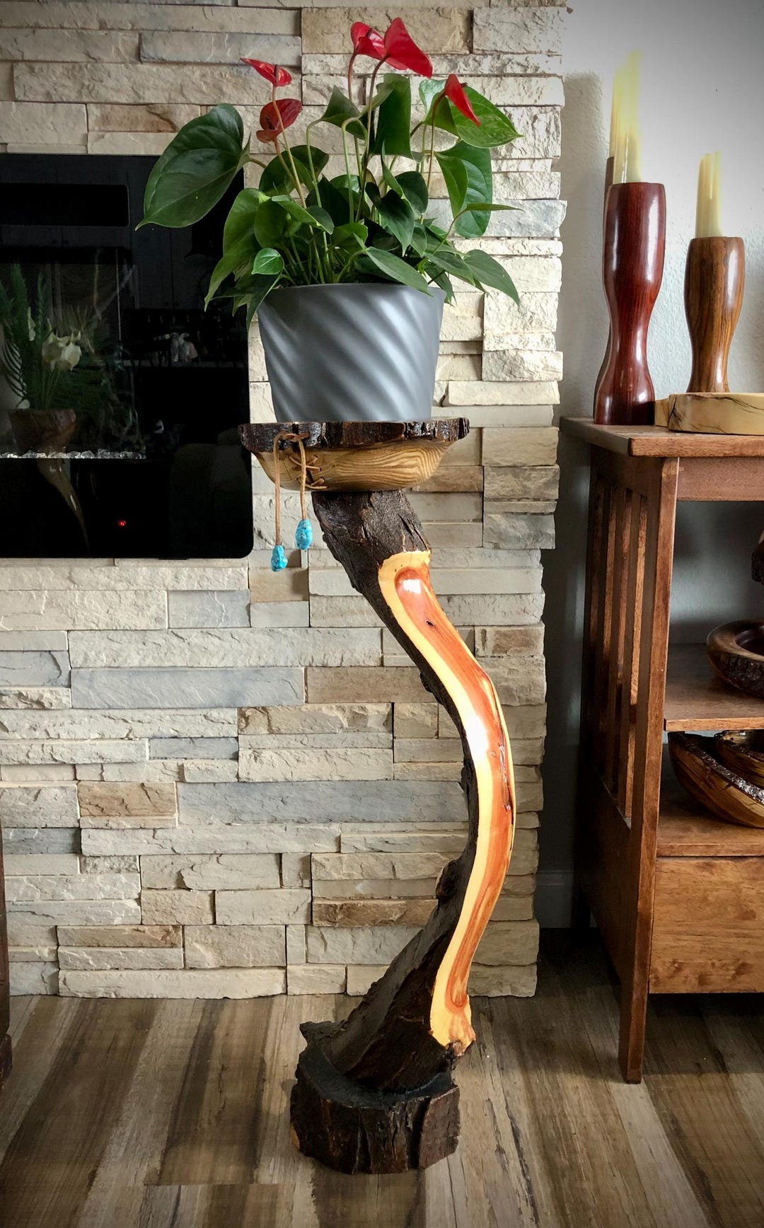 Honey Locust Wood, Weed or Flower Vase With Removable Bowl (props Not ...