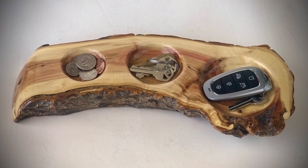 Hand Turned Natural Edge Key and Coin Holder - Etsy