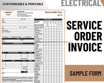 Editable & Printable Plumbing Service Order Form Invoice - Etsy