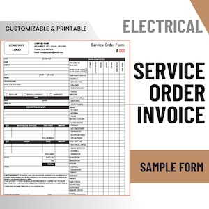Printable Electrical Service Order Form Invoice - Etsy