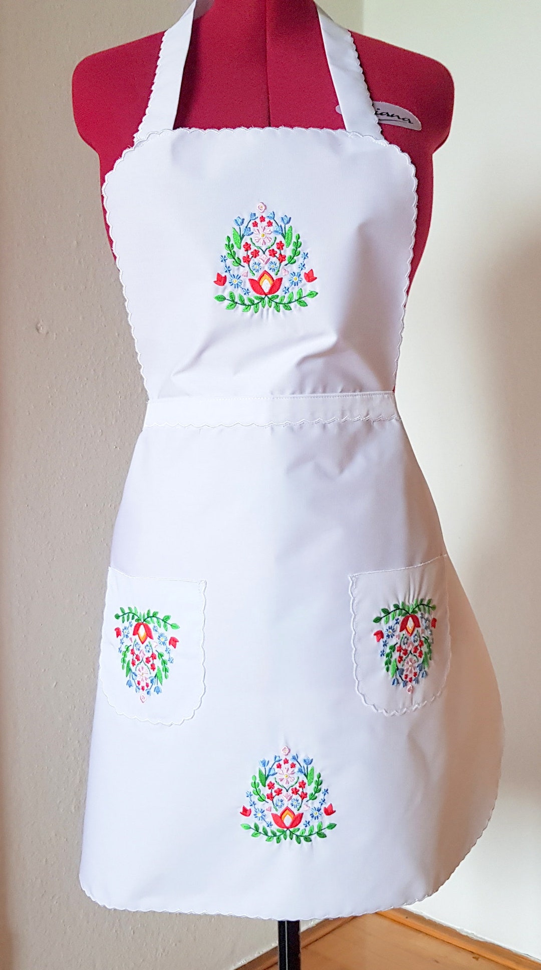 Embroidered Kitchen Apron, Kitchen Apron, Embroidered Folk Apron ...