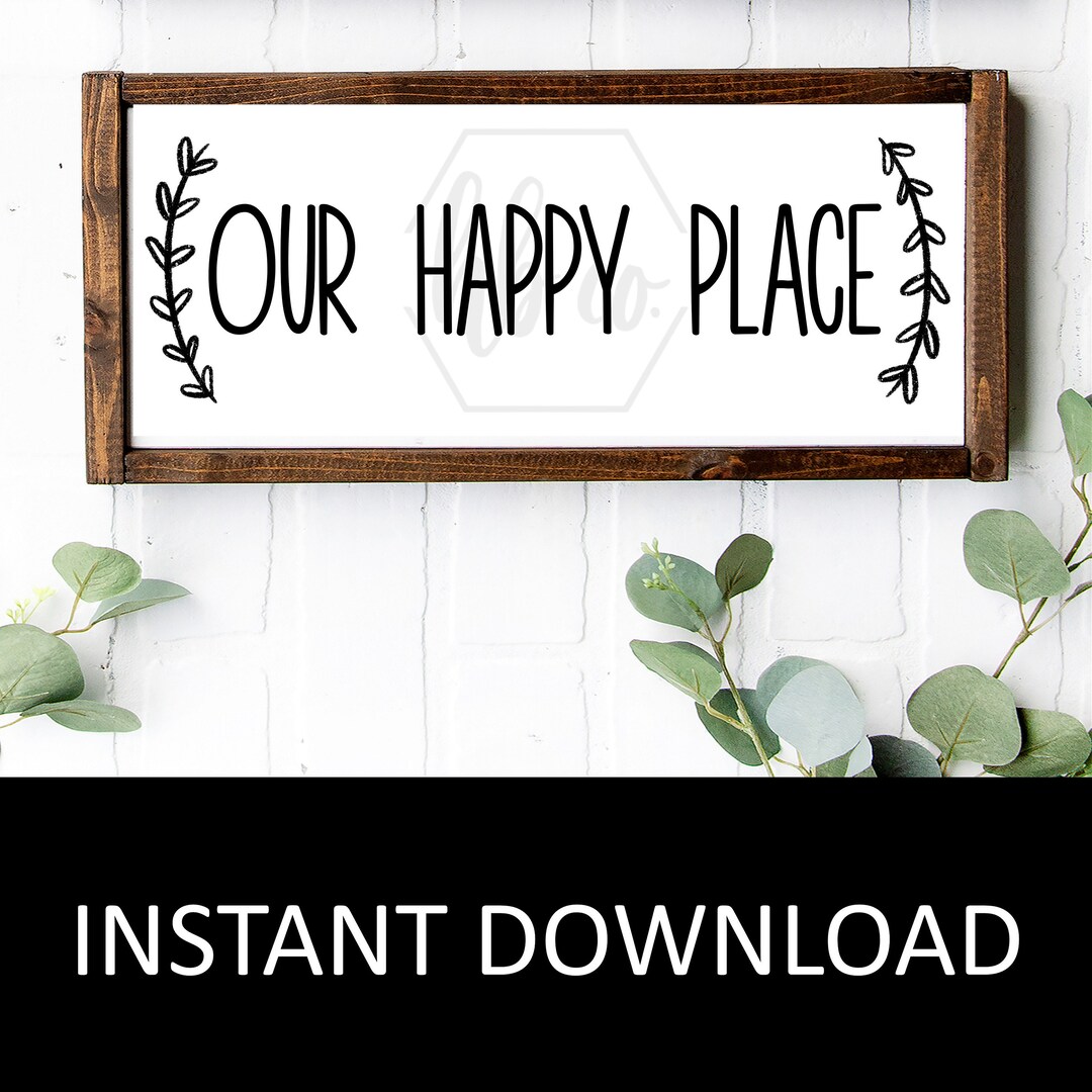 Our Happy Place Hand Drawn DIY Print Then Frame / Instant Digital ...