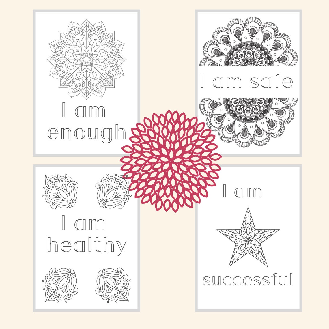 9 Printable Affirmations, Mantras Pages to Color, Growth, Inspiration ...
