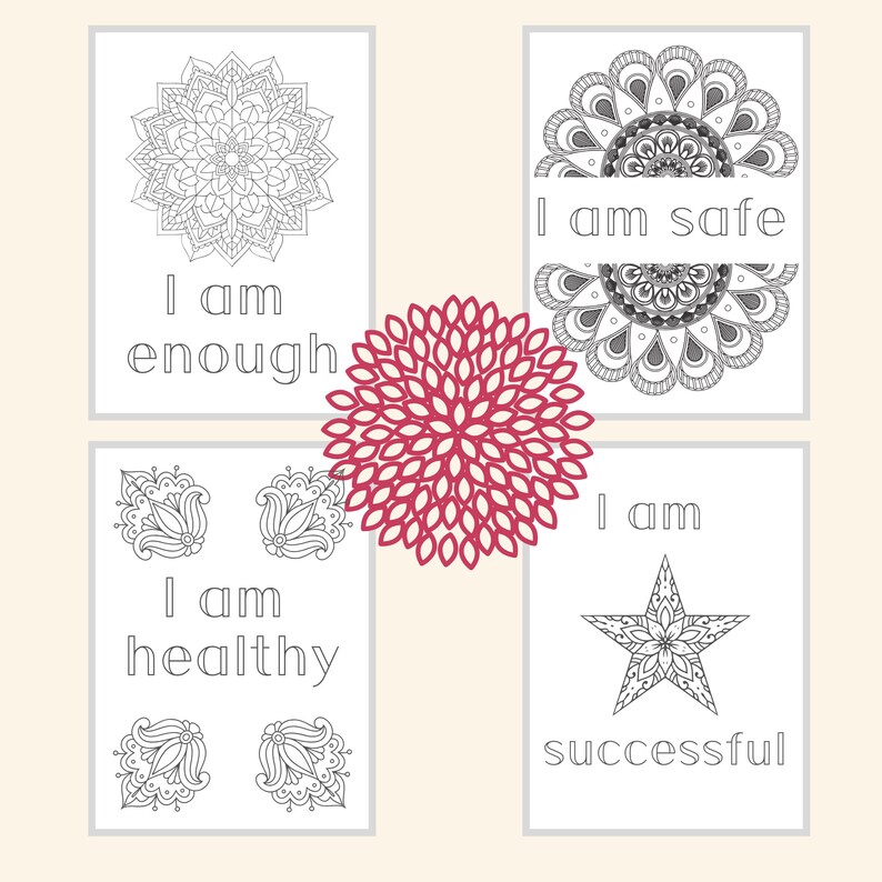 9 Printable Affirmations, Mantras Pages to Color, Growth, Inspiration ...