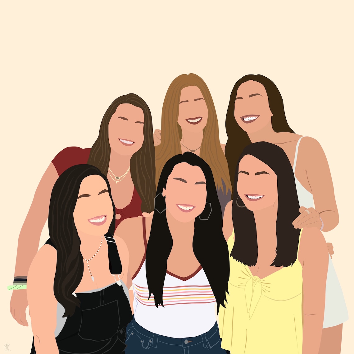 Regalo perfecto para amigos ilustración de retrato | Etsy