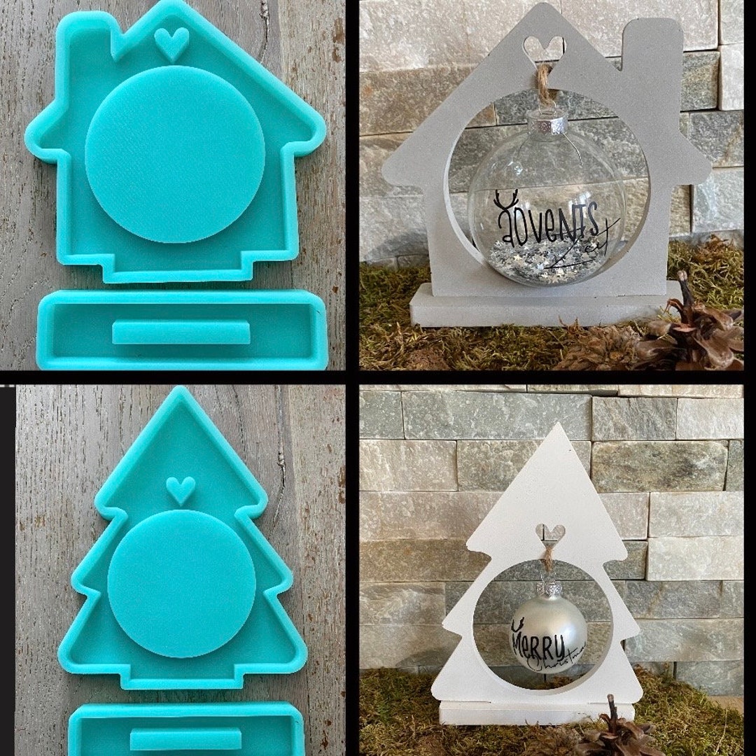 Silikonform Christbaumkugelhalter Häuschen Haus Lebkuchenhäuschen Gescheinkidee Kugelhalter ...