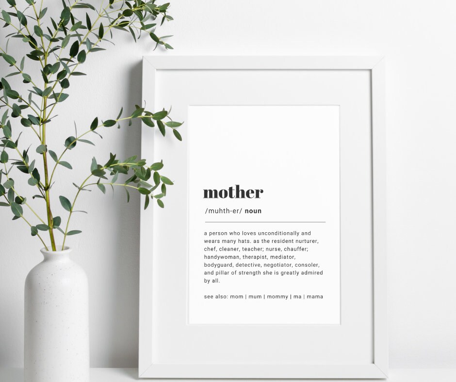 Mother Definition Print Mummy Mum Mom Mama Personalised Definition Wall ...