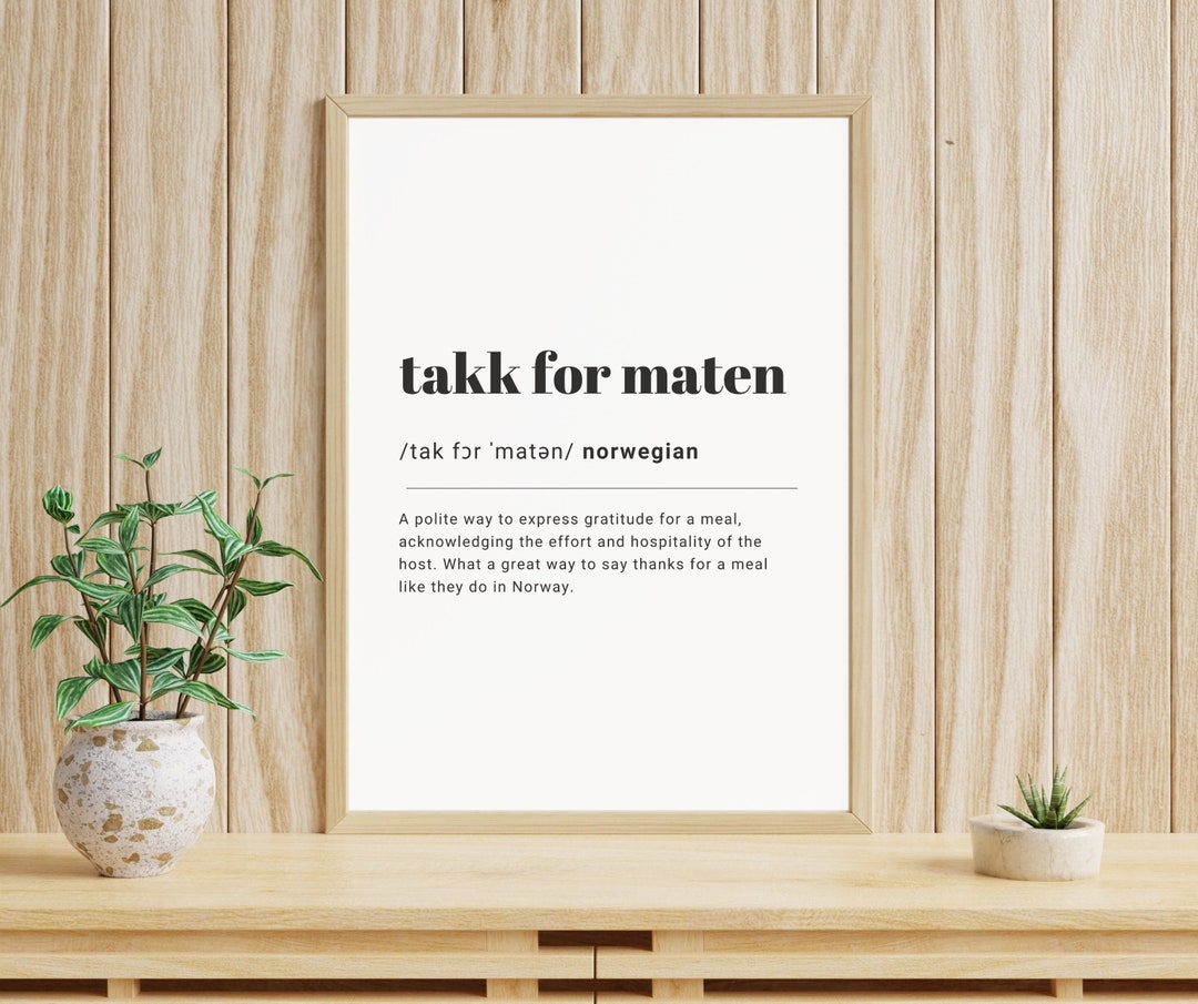 Tak for Matten Norwegian DIGITAL Definition Print, Hygge Print, Norway ...